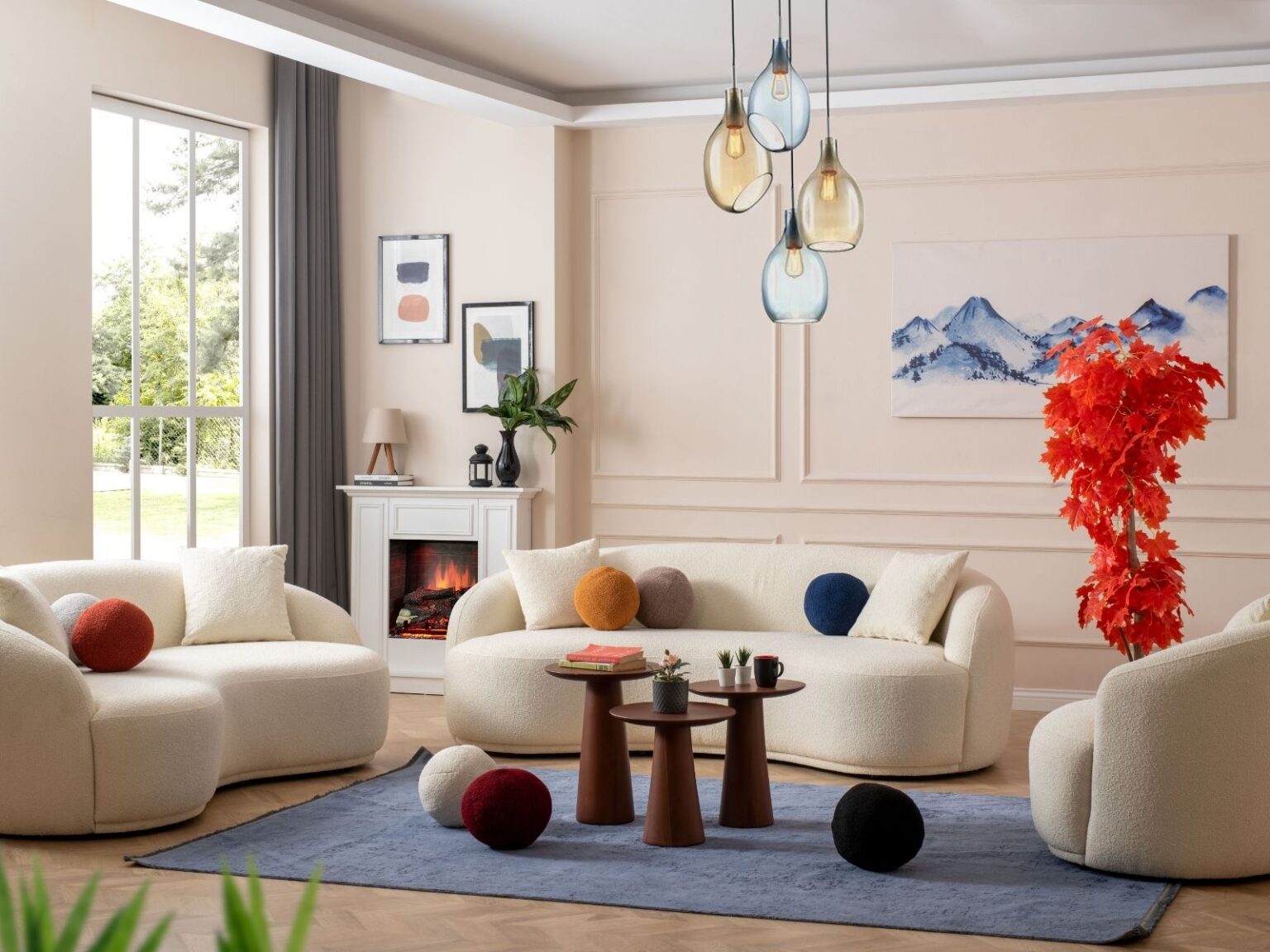 Puffy Beyaz DOUBLE Koltuk Takımı - Arina Mobilya